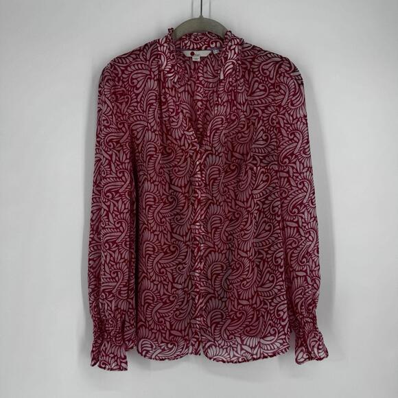 Boden | Tops | Boden Top 8 Pink Sheer Button Up Long Sleeve Preppy ...